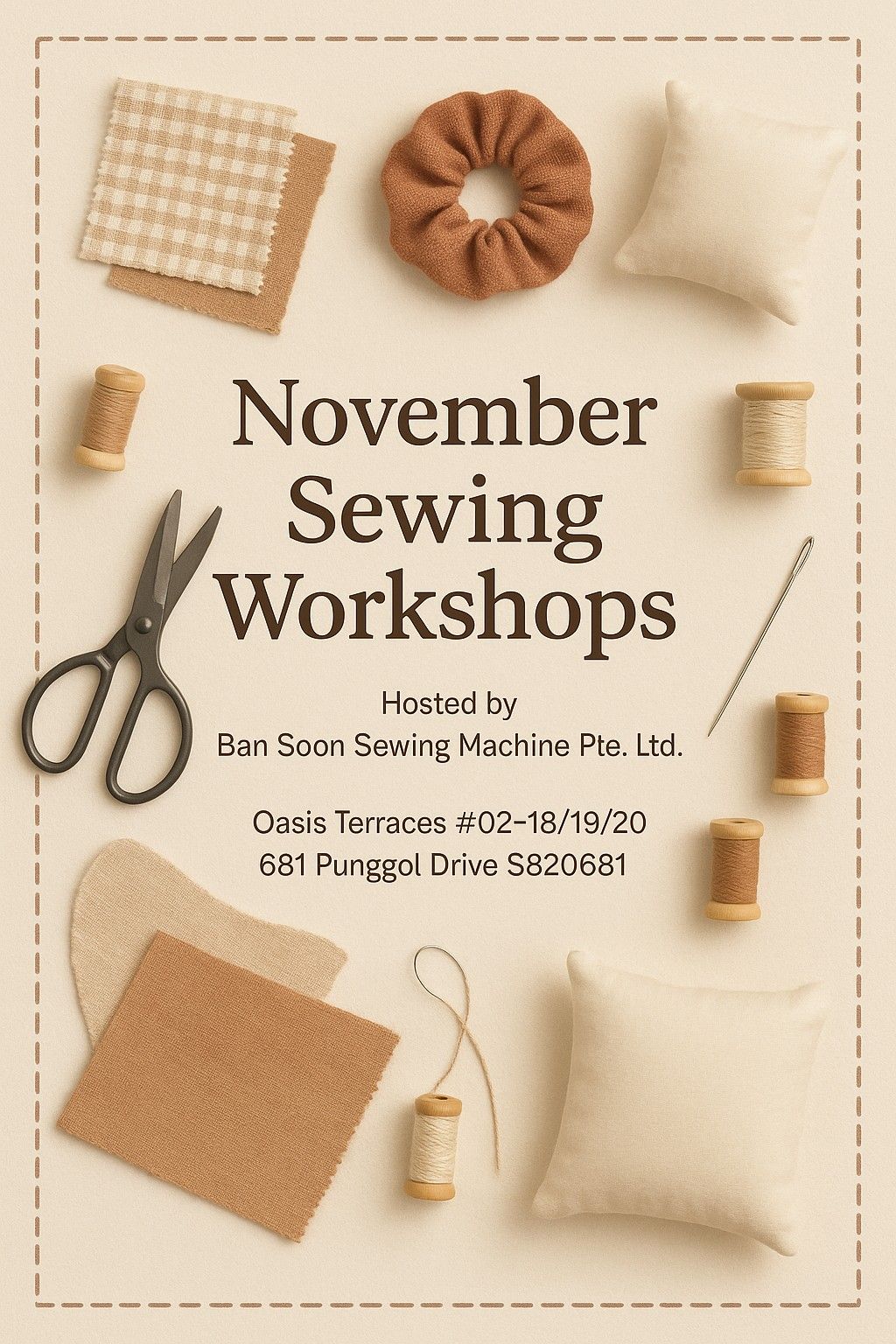 December Sewing Workshops by Ban Soon — Ban Soon Sewing Machine Pte Ltd