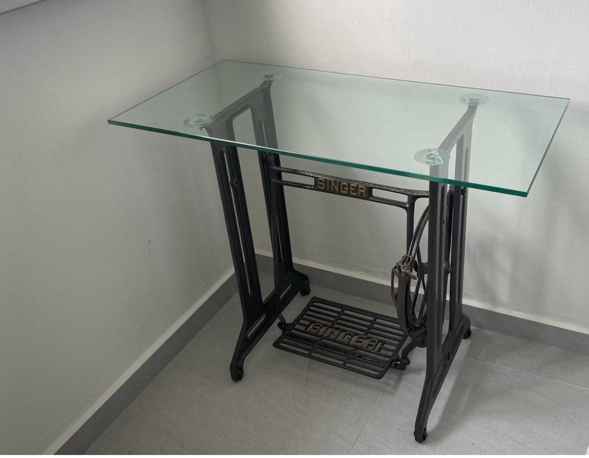 Glass Table on Sewing Machine Stand — Ban Soon Sewing Machine Pte Ltd