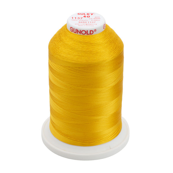 Gunold Rayon Embroidery Thread - SULKY 40 - 5000m - 1137 - Yellow Oran ...