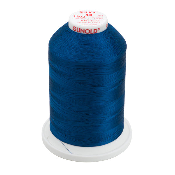 Gunold Rayon Embroidery Thread - Sulky 40 - 5000m - 1202 - Deep Turquo ...
