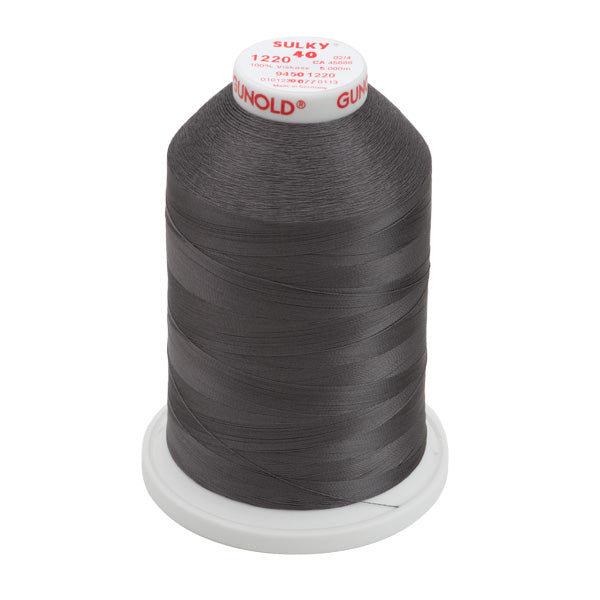Gunold Rayon Embroidery Thread - Sulky 40 - 5000m - 1220 - Charcoal Gr ...
