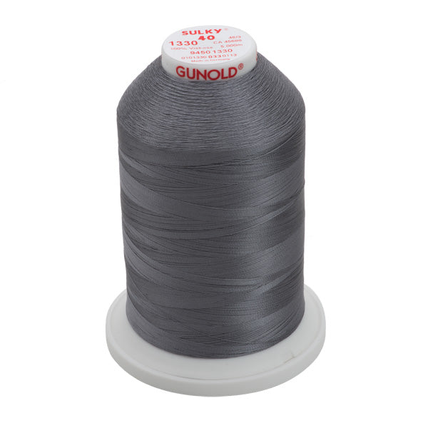 Gunold Rayon Embroidery Thread - Sulky 40 - 5000m - 1330 - Lt. Charcoa ...