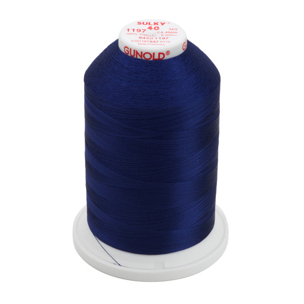 Gunold Rayon Embroidery Thread - SULKY 40 - 5000m - 1197 - Med Navy ...